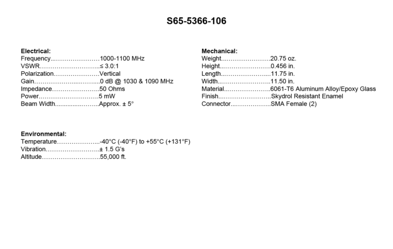 IFF SIGMA/DELTA Antenna - Sensor Systems Inc., Aircraft Antenna