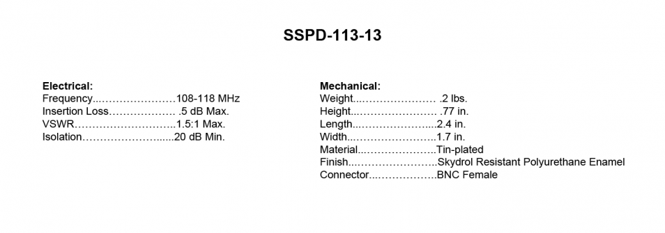 Dual VOR Coupler - Sensor Systems Inc., Aircraft Antenna