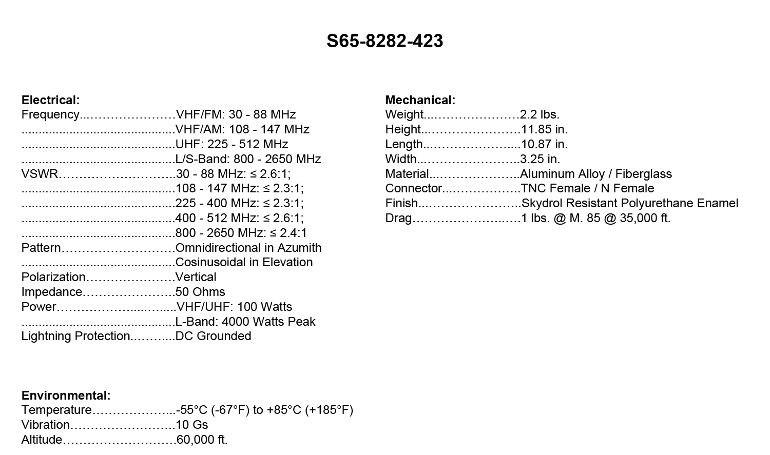 VHF/UHF/L&S-Band Antenna - Sensor Systems Inc., Aircraft Antenna