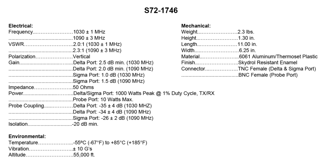 TCAS I Antenna - Sensor Systems Inc., Aircraft Antenna