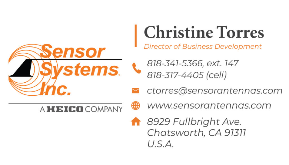 Christine Torres - Sensor Systems Inc., Aircraft Antenna