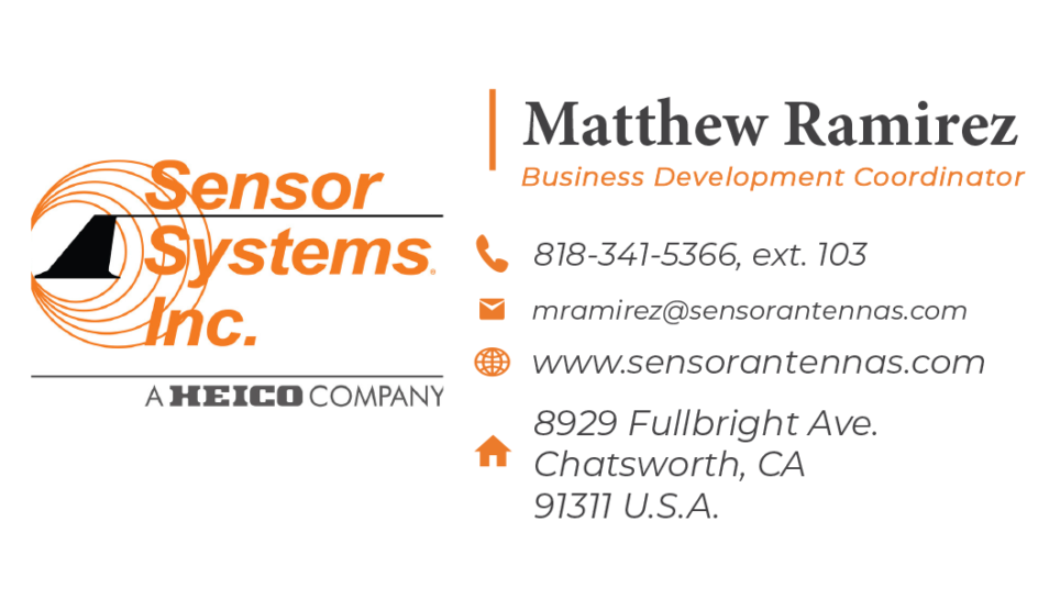 Matthew Ramirez - Sensor Systems Inc., Aircraft Antenna